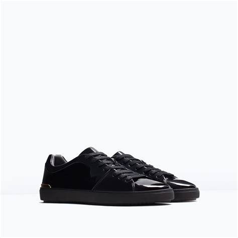 Zara Man Shiny Sneakers With Gold Detail Zapatos Hombre Moda