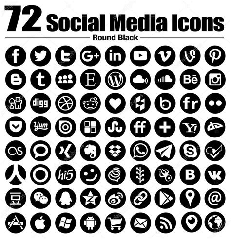 Round Gray Social Media Icons