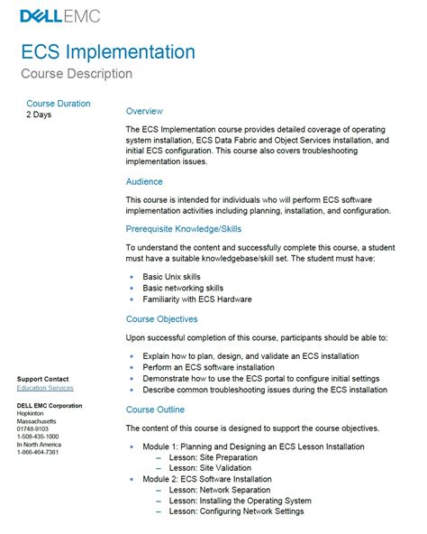 ‎ecs implementation ｺｰｽﾃﾞｨｽｸﾘﾌﾟｼｮﾝ dell technologies