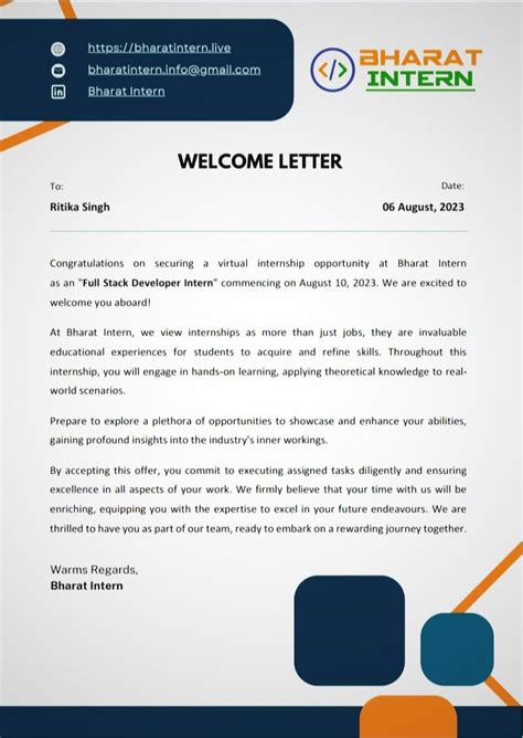 Ritika Singh On Linkedin Bharatintern Fullstackdeveloper Internship