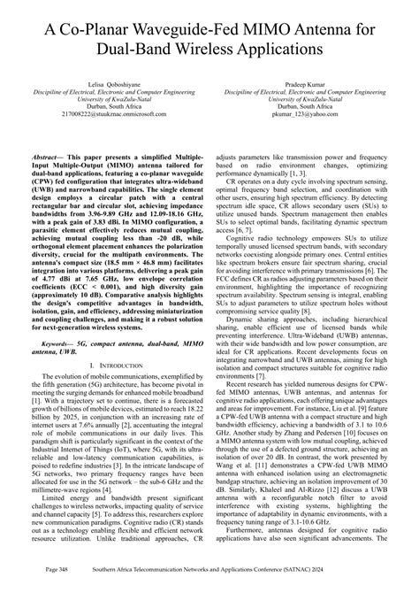 Pdf A Co Planar Waveguide Fed Mimo Antenna For Dual Band Wireless