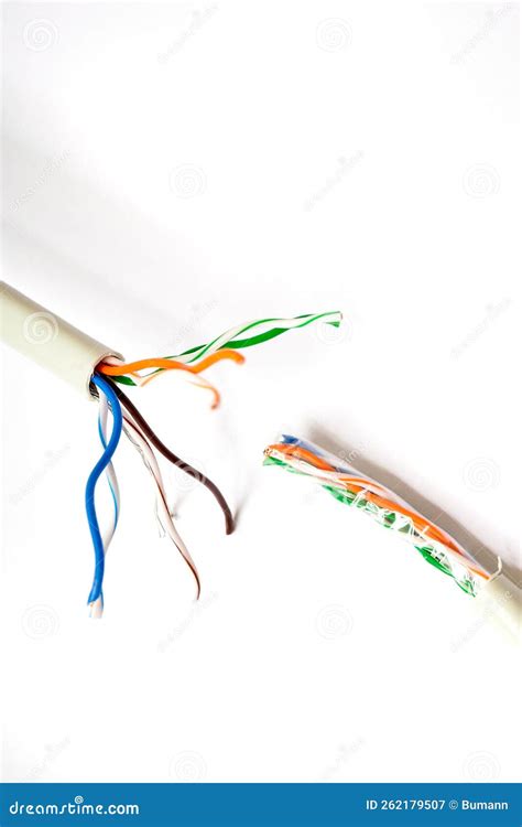 Cut Up White Network Cable Or Patch Cable In Cross Section Stock Image