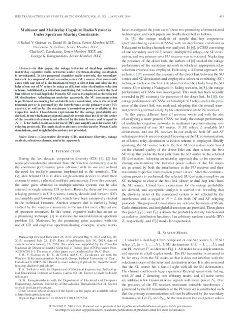 Pdf Multiuser And Multirelay Cognitive Radio Networks Under Spectrum Sharing Constraints