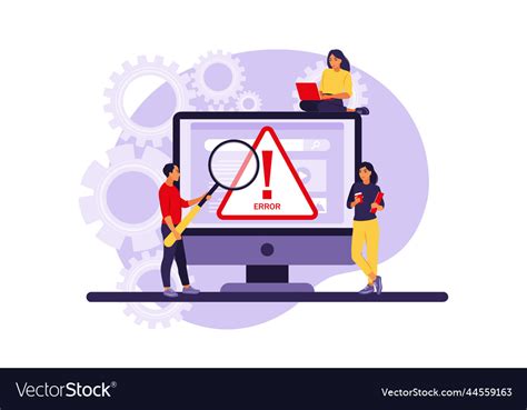 System Error Concept Programmers Working Vector Image