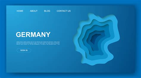 독일 3d 종이 컷 웹 사이트 템플릿입니다 독일 지도 종이 컷 아웃 그림 방문 페이지 광고 페이지에 대한 국가 지도 기호입니다 3차원 형태에 대한 스톡 벡터 아트 및 기타