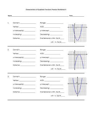 Fillable Online Characteristics Of Quadratic Functions Practice Worksheet A Fax Email Print