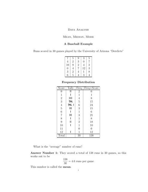 Mean Median Mode Examples