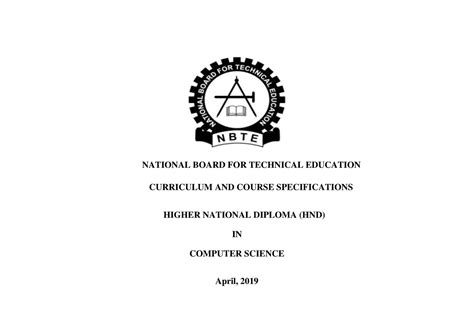 hnd computer science nbte curriculum 54 national board for technical