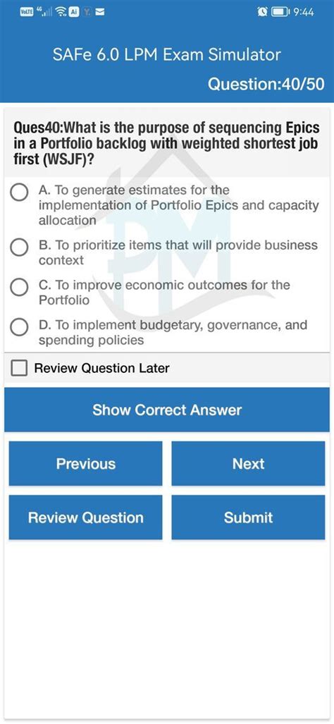 Safelpm Scaledagile Portfoliomanagement Safe Safe6 Lpm Exam