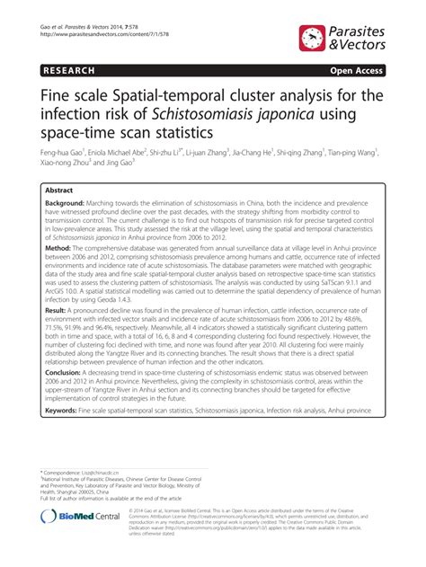 Pdf Fine Scale Spatial Temporal Cluster Analysis For The Infection