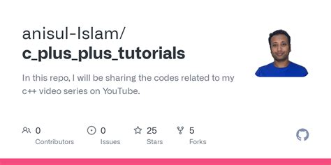 Github Anisul Islamcplusplustutorials In This Repo I Will Be Sharing The Codes Related