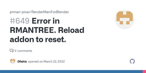 error in rmantree reload addon to reset · issue 649 · prman pixar