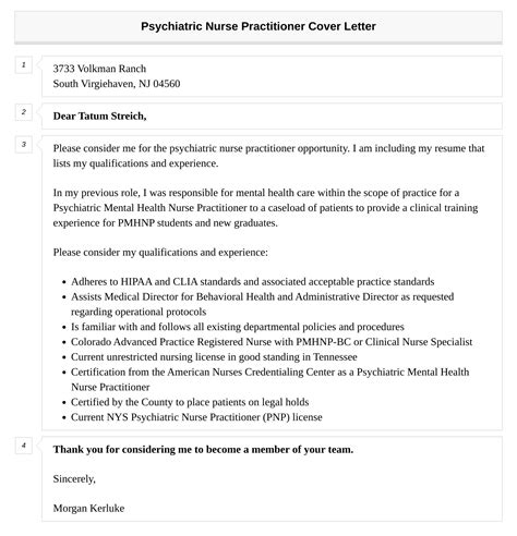 Psychiatric Nurse Practitioner Cover Letter Velvet Jobs