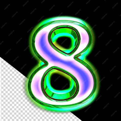 Blue 3d Symbol In A Green Frame With Glow Number 8 Premium Psd