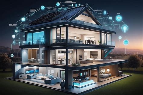 Vista Transversal Del Hogar Inteligente Habilitado Para Iot Foto Premium