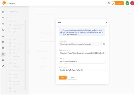 Integrating Duo Application With Liveagent