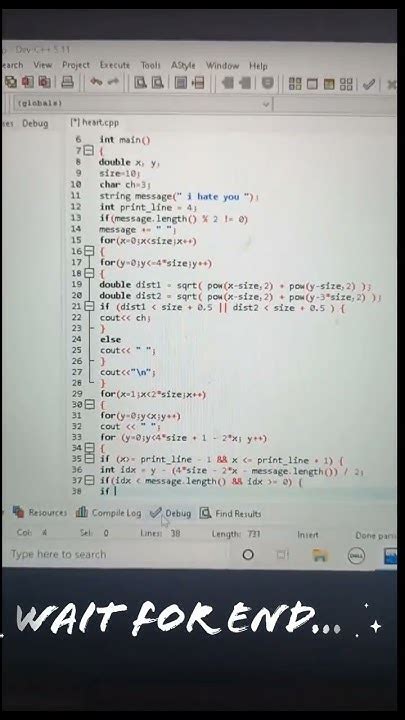 I Hate You Heart Pattern Print In C Shorts Programming Youtube