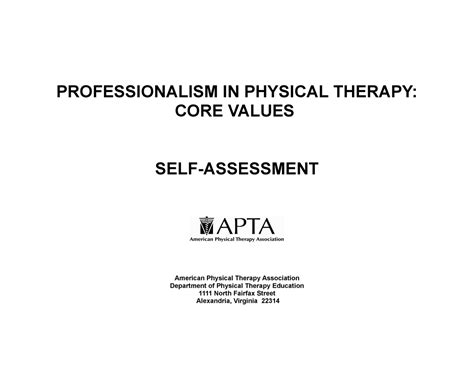 Apta Core Values Self Assessment Fillable Form Printable Forms Free