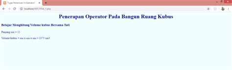 Pertemuan 4 Penerapan Operator Pada Perhitungan Volume Kubus My Journey
