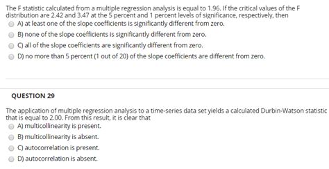 Solved The F Statistic Calculated From A Multiple Regression