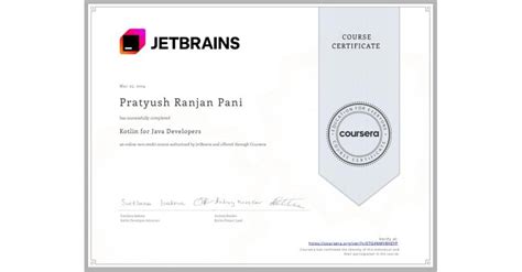 Pratyush Pani On Linkedin Completion Certificate For Kotlin For Java Developers