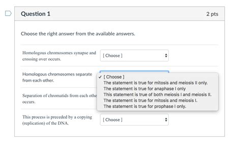 Solved D Question 1 2 Pts Choose The Right Answer From The