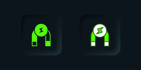 녹색 자석 아이콘은 검은 배경에 격리되어 있습니다 말굽 자석 자성 자화 인력 검은색 사각형 버튼 벡터 가득 찬에 대한 스톡 벡터 아트 및 기타 이미지 Istock