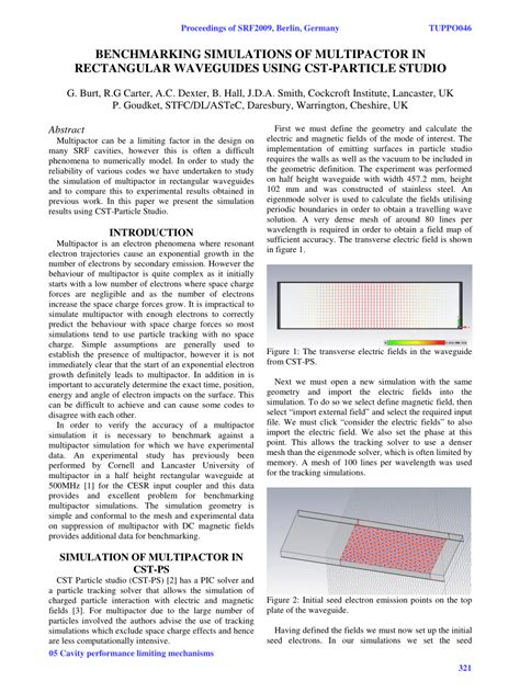 Pdf Benchmarking Simulations Of Multipactor In Rectangular Waveguides
