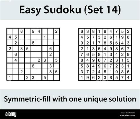Vector Sudoku Puzzle With Solution Easy Difficulty Level Stock Vector