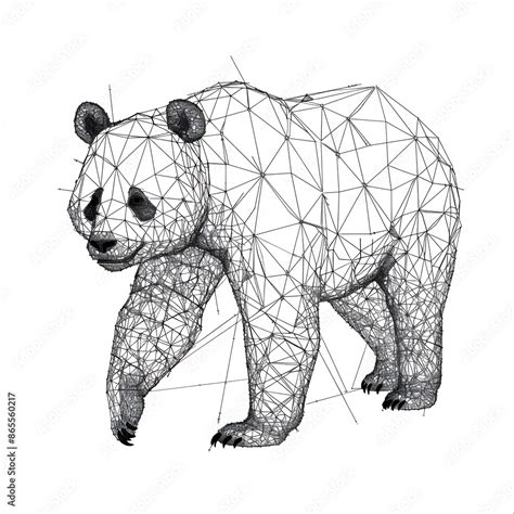 Panda Bear Digital Wireframe Polygon Illustration Technology Of Lines