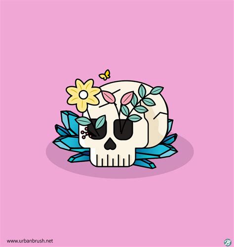 해골 꽃 일러스트 Ai 무료다운로드 Free Skull Flower Vector 어반브러시