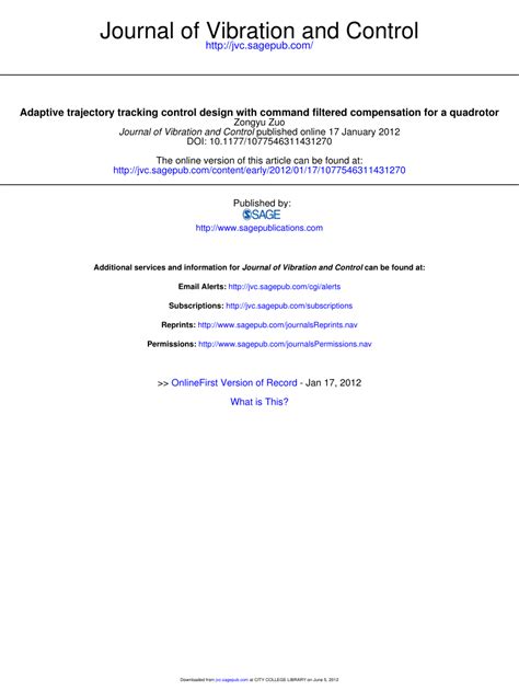 Pdf Adaptive Trajectory Tracking Control Design With Command Filtered Compensation For A Quadrotor