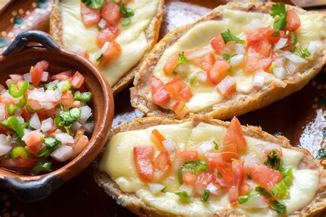 Molletes Traditional Mexican Open Faced Sandwich