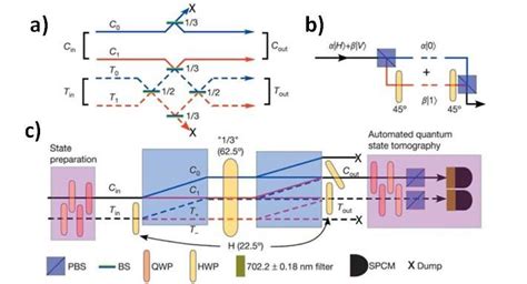 a schematic of the cnot gate realized in [15] b polarisation encoded