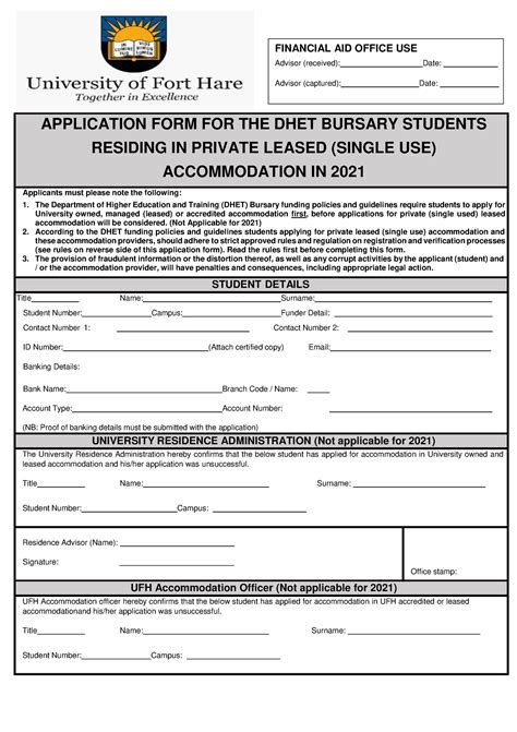 Annexure 1 Private Leased 2021 Ufh Template Application Form For The