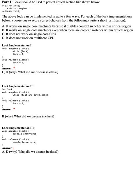 Part 1 Locks Should Be Used To Protect Critical