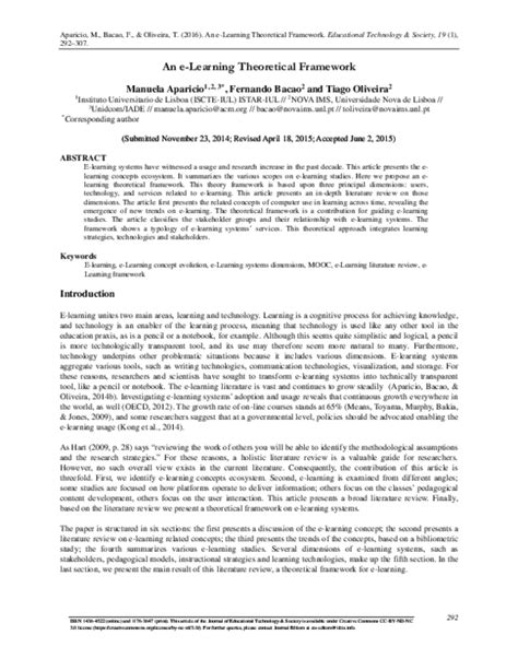 Pdf An E Learning Theoretical Framework