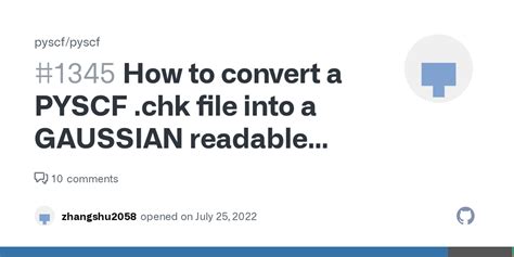 How To Convert A PYSCF Chk File Into A GAUSSIAN Readable Chk File