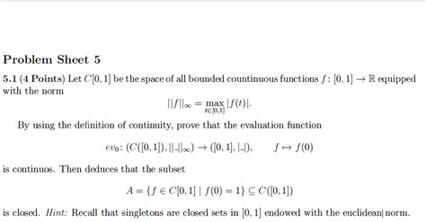 Solved Problem Sheet 5 5 1 4 Points Let C 0 1 Be The Chegg Com