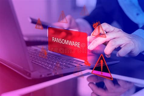 Malware Attack Virus Alert Person Use Laptop With Virtual Warning Sign