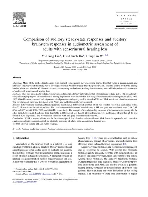 Pdf Comparison Of Auditory Steady State Responses And Auditory Brainstem Responses In