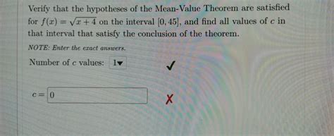 solved verify that the hypotheses of the mean value theorem