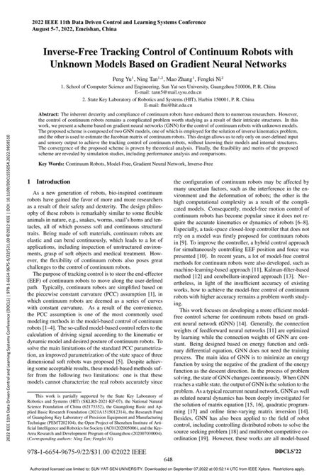 Pdf Inverse Free Tracking Control Of Continuum Robots With Unknown
