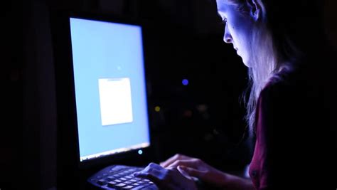 Babe Man In Front Of Computer Screen Dark Night Room Stock Footage Video 738040 Shutterstock