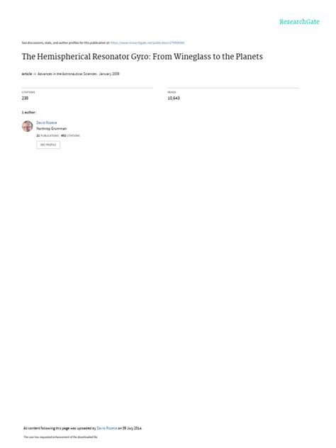 Thehemisphericalresonatorgyrofromwineglassto Pdf Inertial