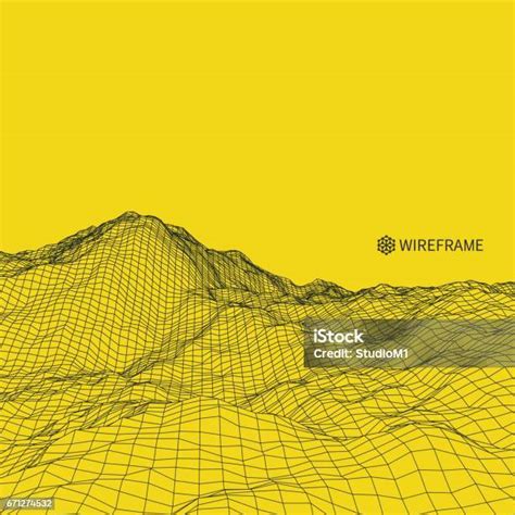 추상적인 벡터 풍경 배경입니다 사이버 공간 격자입니다 3 차원 벡터 그림입니다 산에 대한 스톡 벡터 아트 및 기타 이미지 산 지형학 풍경 Istock