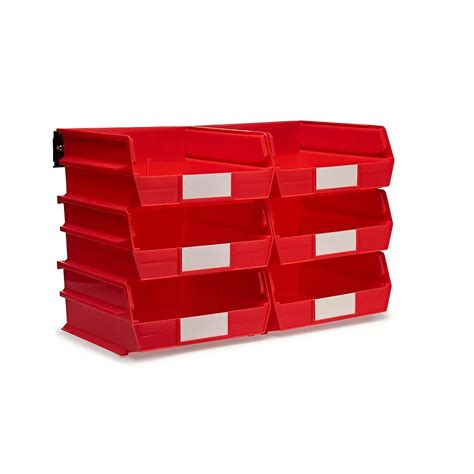 Triton Locbin 2 13 Gal Wall Storage Bin System In Red 6 Bins And 2