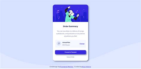 Github Anavitorialouroorder Summary Component Main Frontend Mentor Order Summary Component