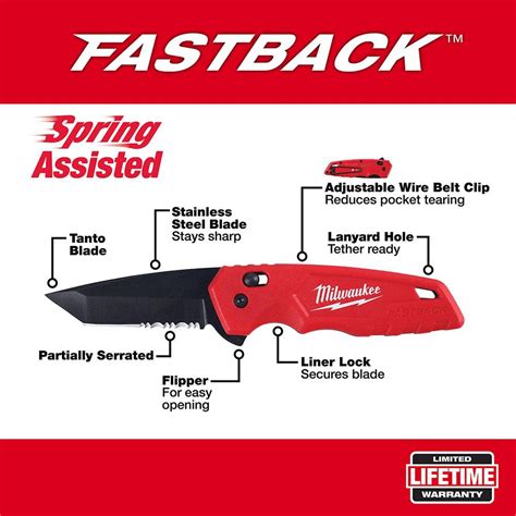 Milwaukee Fastback Spring Assisted Folding Knife 48 22 1530 Acme Tools