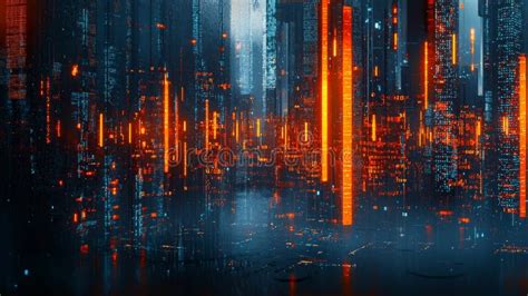 A 3d Illustration Of A Luminous Digital Matrix Featuring Binary Code And Intricate Geometric